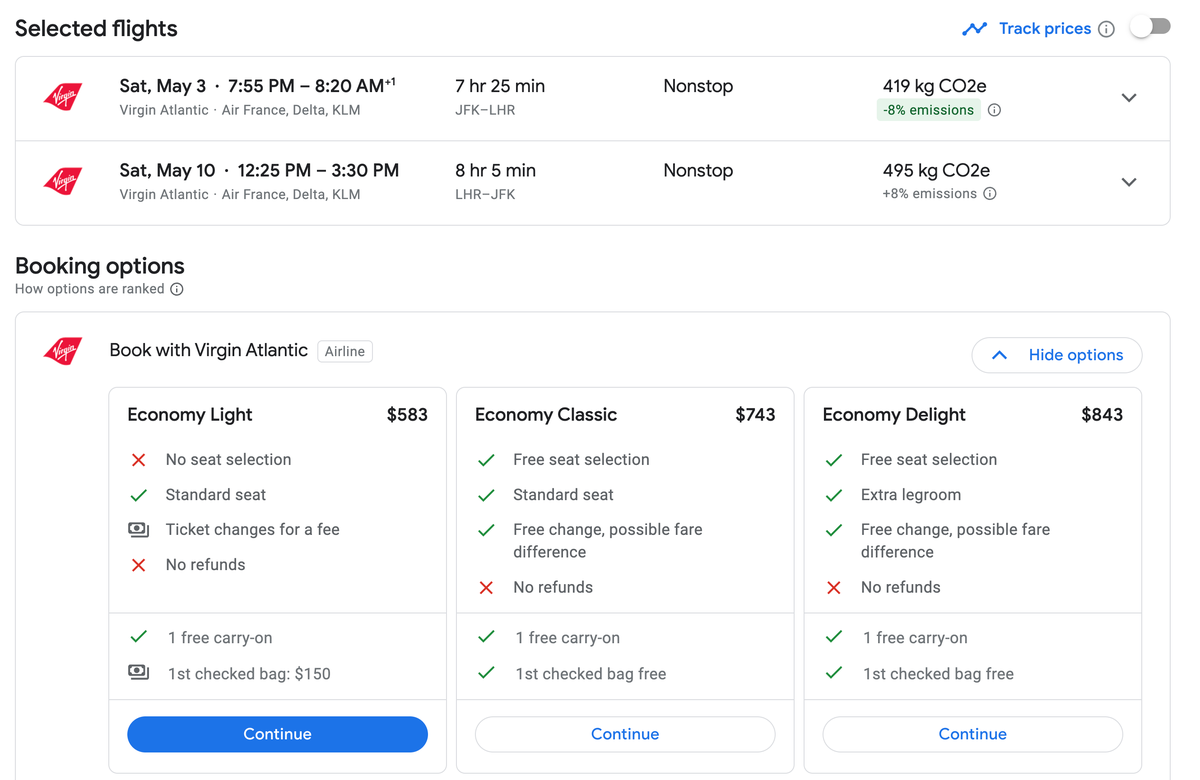What are the differences among Virgin Atlantic's Economy Light, Classic ...