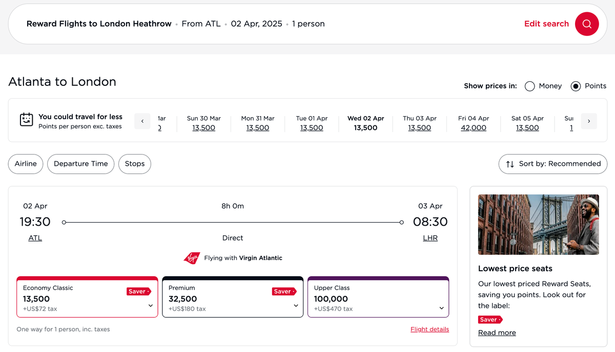 How to use Virgin Atlantic's reward seat checker to find cheap Saver seats - The Points Guy
