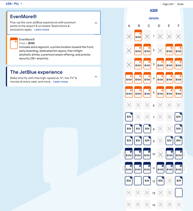 JetBlue adds fourth type of premium seating option: EvenMore - The ...