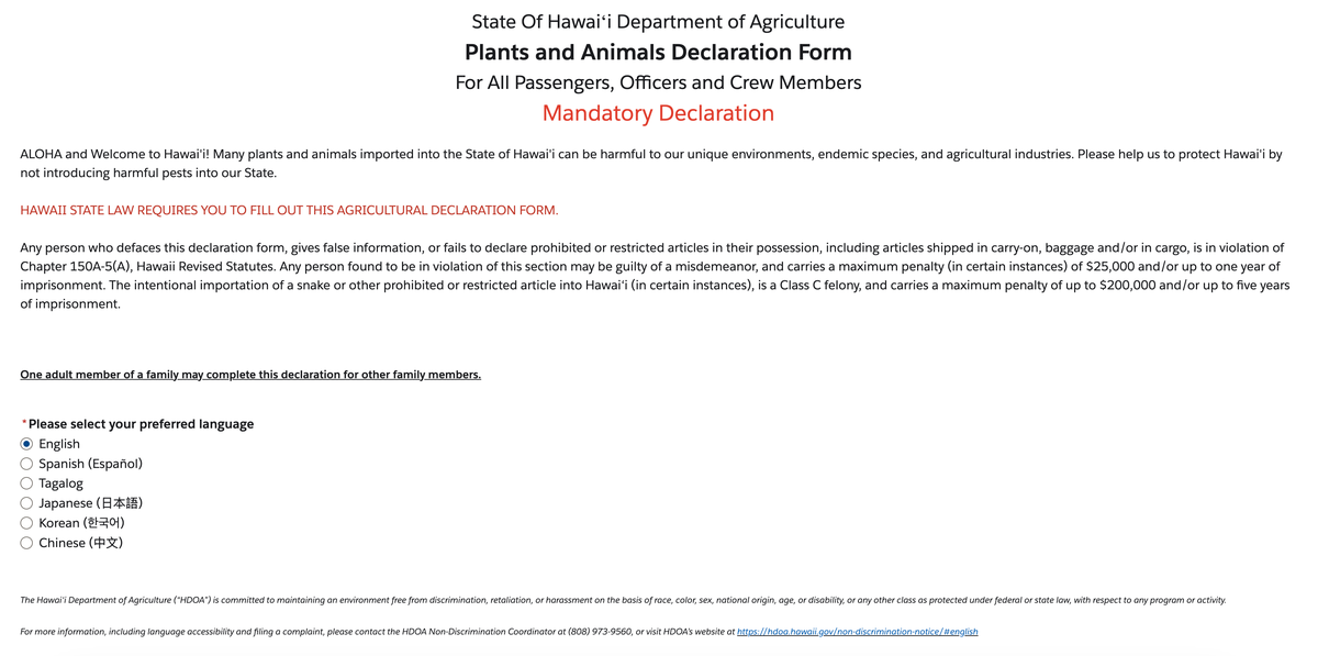 Agricultural declaration form is now digital for travelers to Hawaii ...