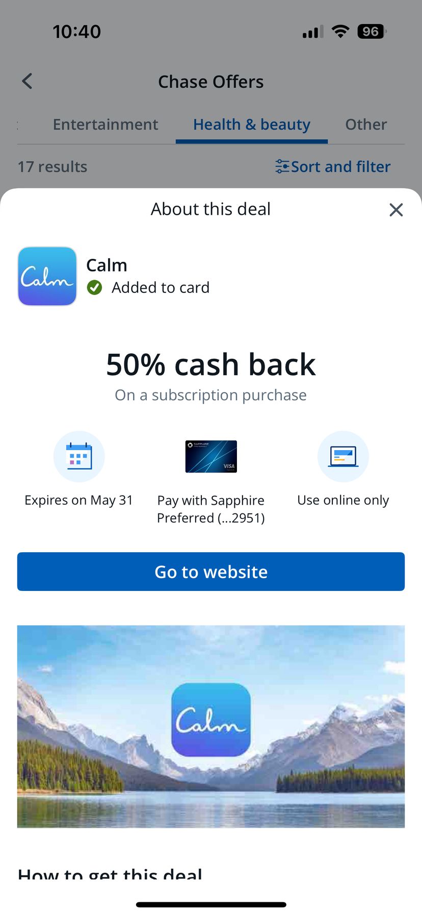 Free Calm app deal for Chase Sapphire Reserve and Preferred cardholders - The Points Guy