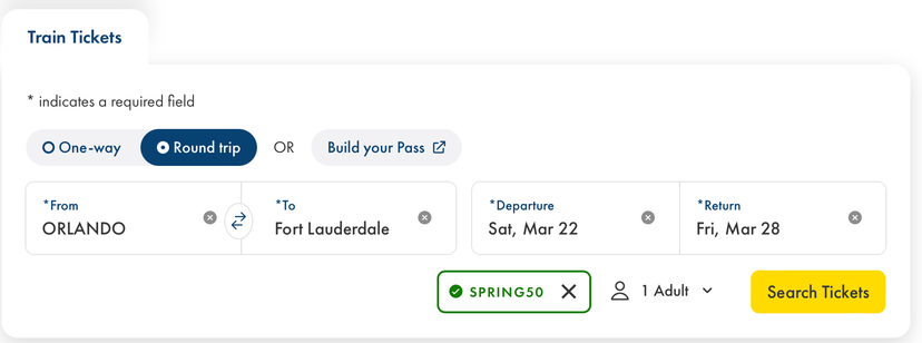 Book now: Brightline has 50% off fares for spring break travel across ...