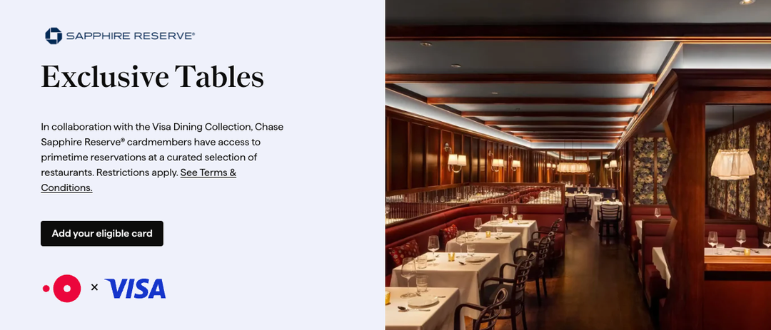Chase launches new Sapphire Reserve Exclusive Tables dining program ...