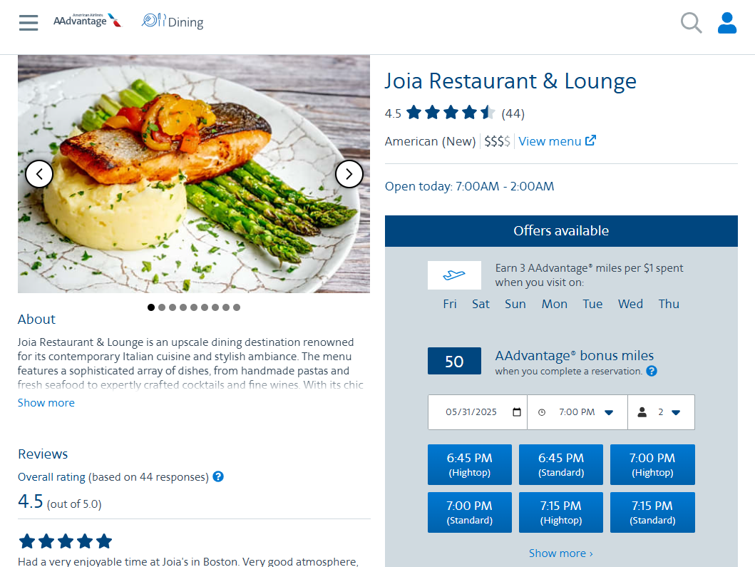 AAdvantage Dining rewards program: Earn miles and Loyalty Points at ...